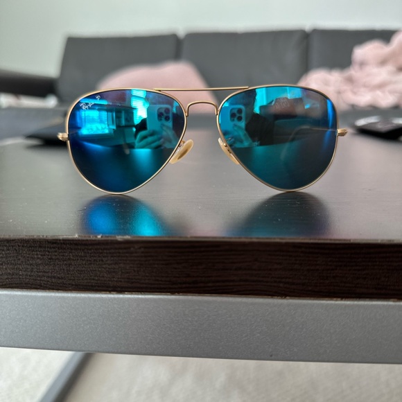 Ray-Ban | Accessories | Rayban Aviator Blue Mirrored Polarized Lenses ...